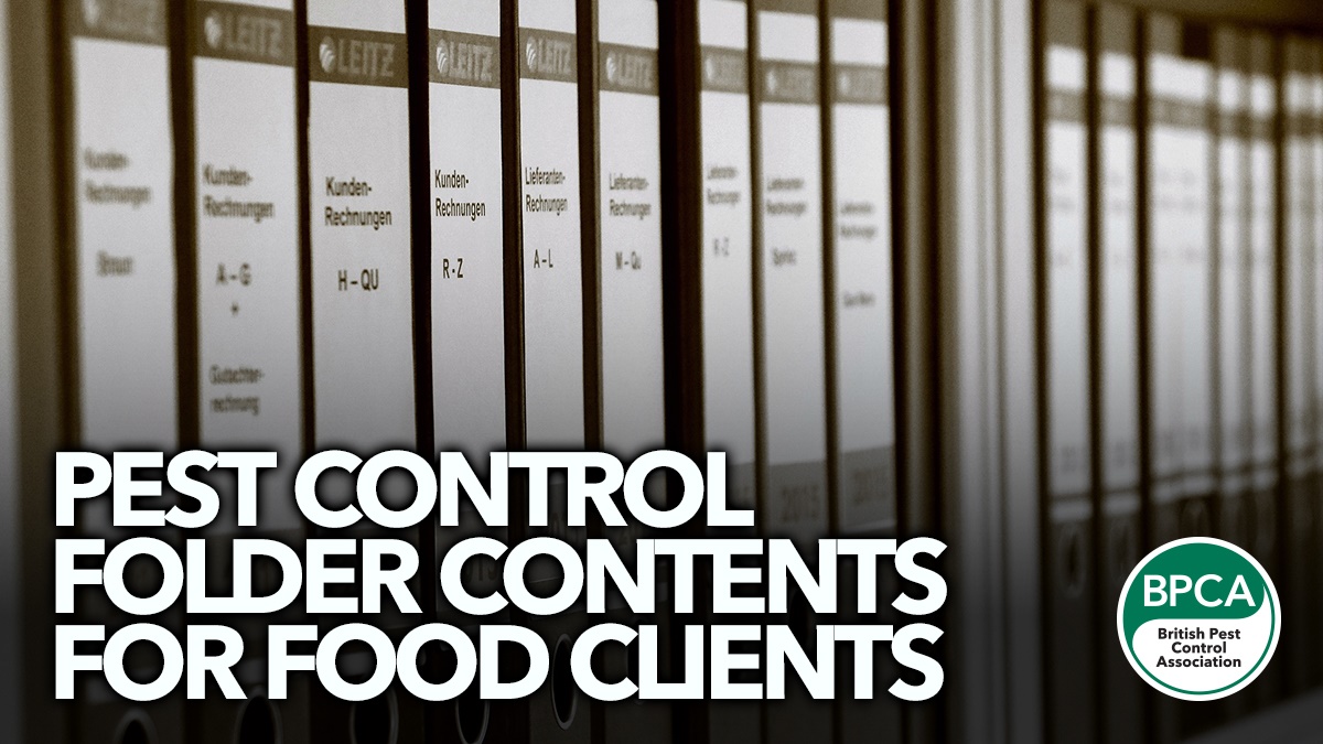 Pest control folder contents for food clients